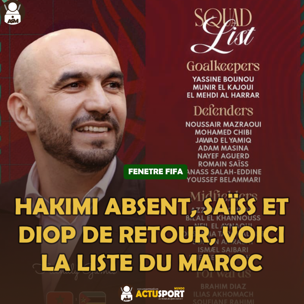 FÊNETRE FIFA : Hakimi absent, Saïss et Diop de retour, voici la liste ...